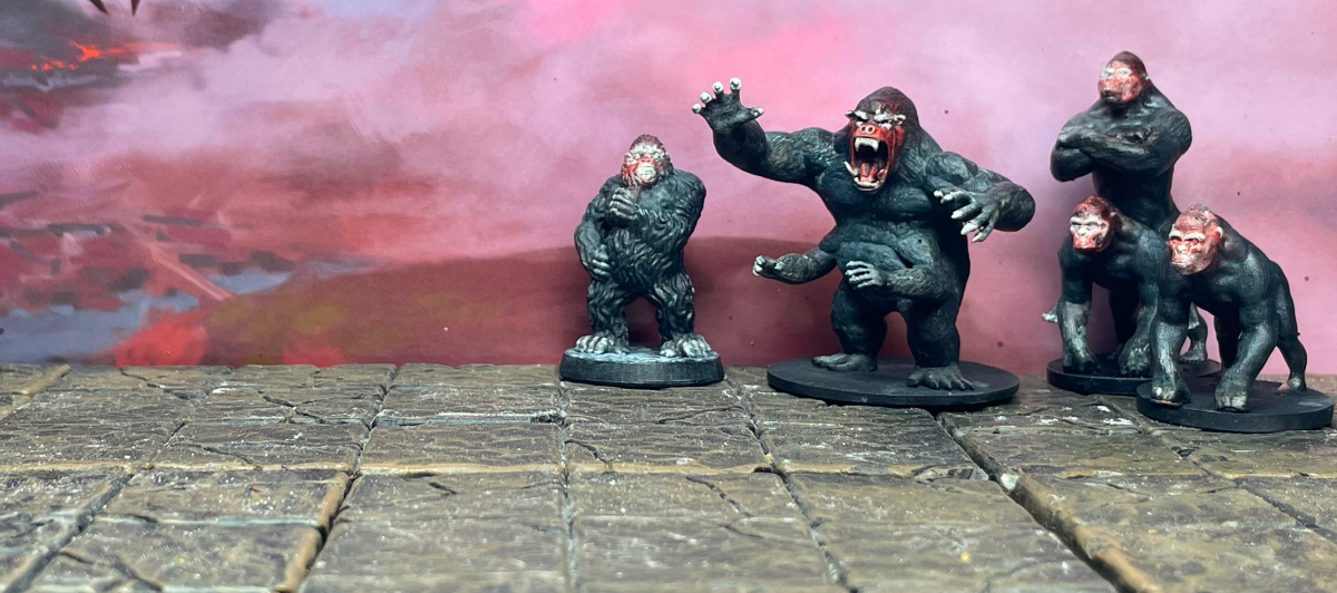 3DRPG: mz4250 - Apes & Gorillas | Resin DnD Miniatures | 3D Prints